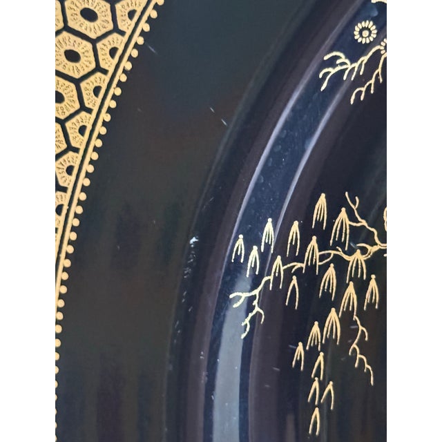 1950s Rare Spode Imperial Garden Black and Gold Willow Plate | Chairish
