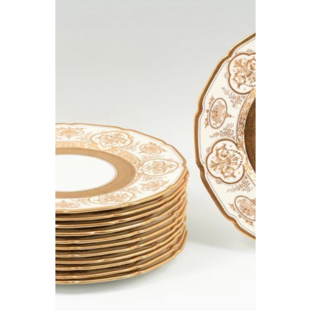 Antique English Heavy Raised Gold Shaped Dinner Plates - Set of 12 ...