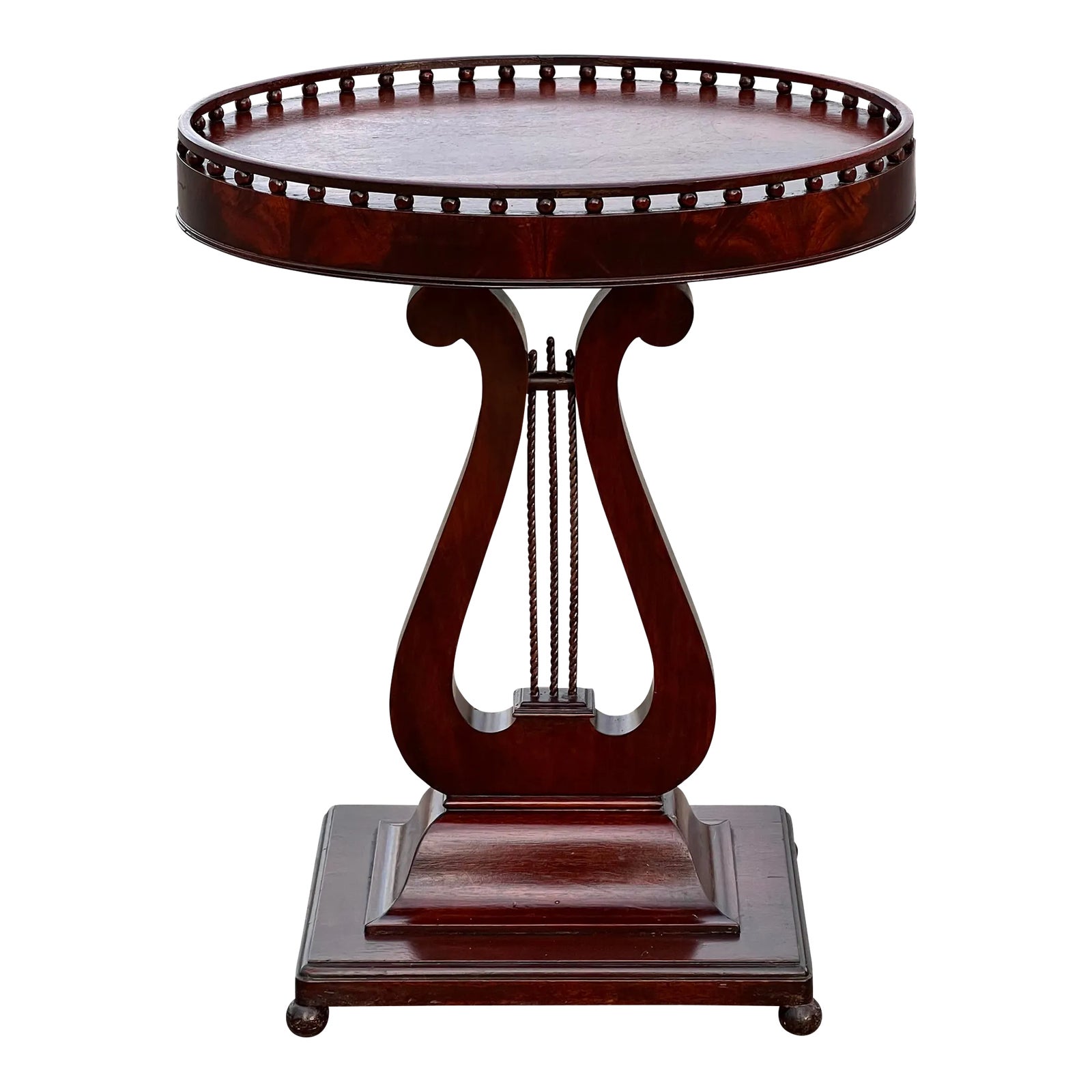 Warsaw Manufacturing Co. Lyre Base Accent Table | Chairish
