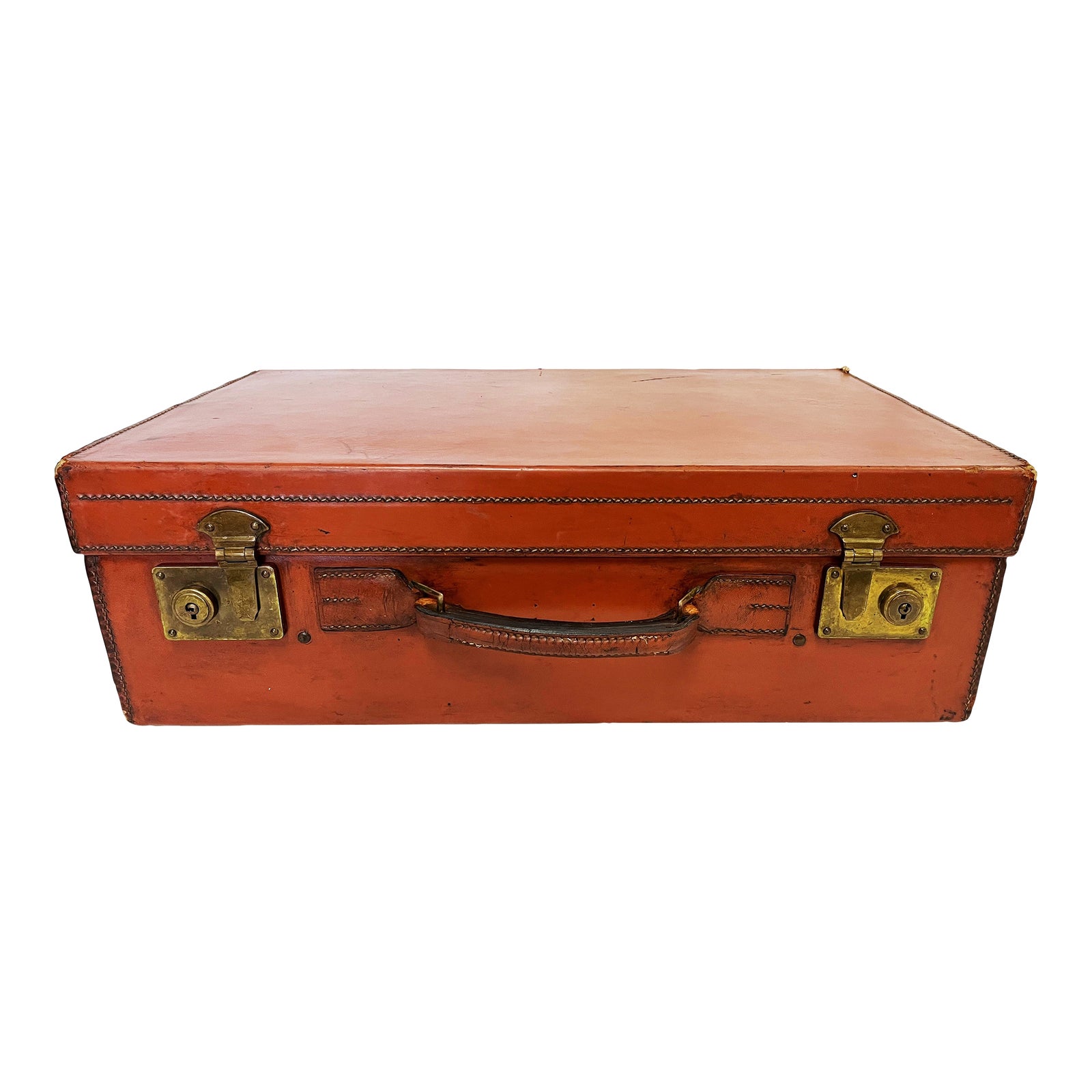 Antique Leather Motoring Travel Trunk Circa 1900's | Chairish