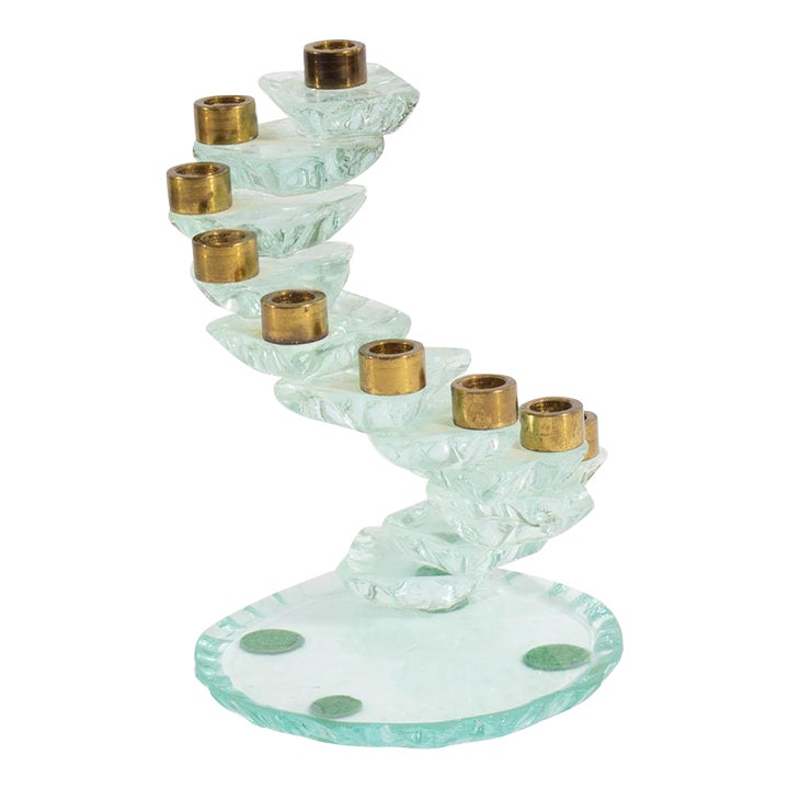Modernist Hanukkah Stacked Glass Menorah | Chairish