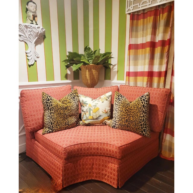 Custom Made Unique Down Filled Henredon Raspberry Curved Settee Sofa ...