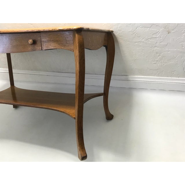1900s Tiger Oak Parlor Table by Wolverine Mfg. Company | Chairish