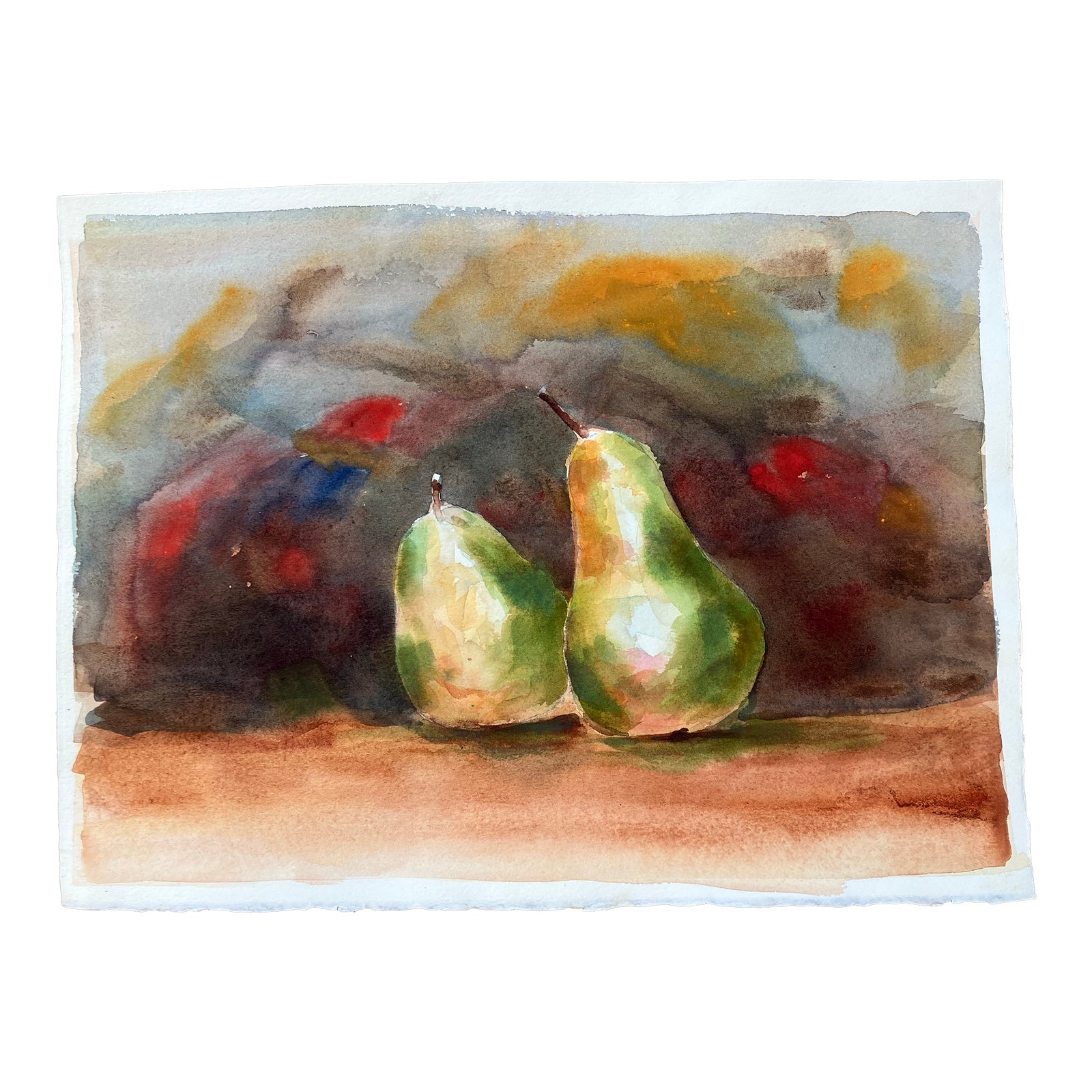 1970’s Original Impressionist Watercolor Painting With 2 Pears Double ...