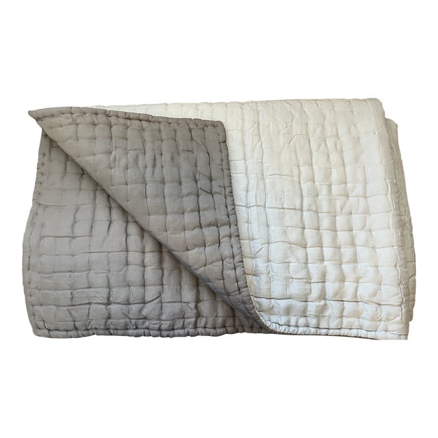 Hand-Quilted Reversible Oly Silk Throw - 60"x79" | Chairish