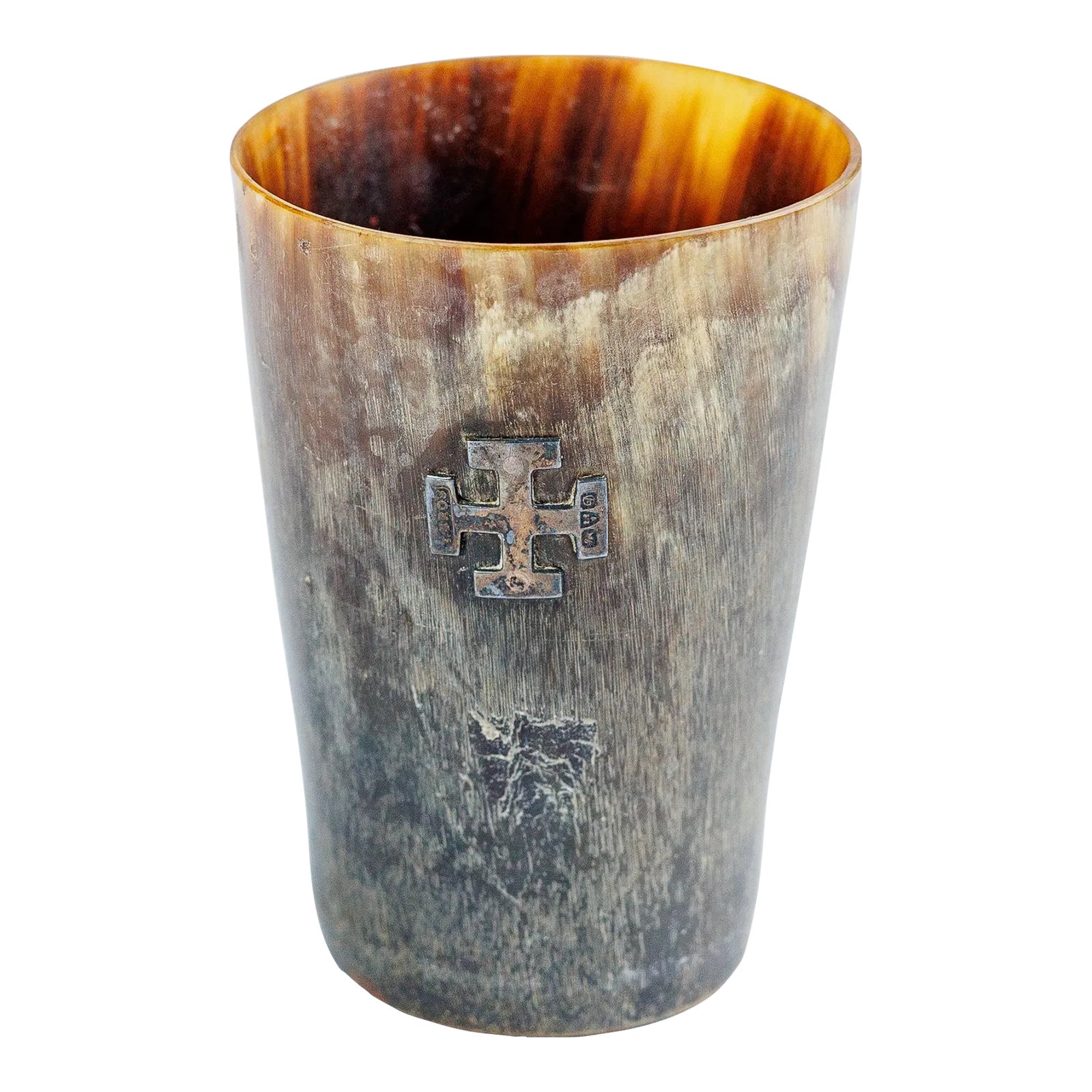 Antique Horn Beaker With Silver Cross, Circa 1880, English | Chairish