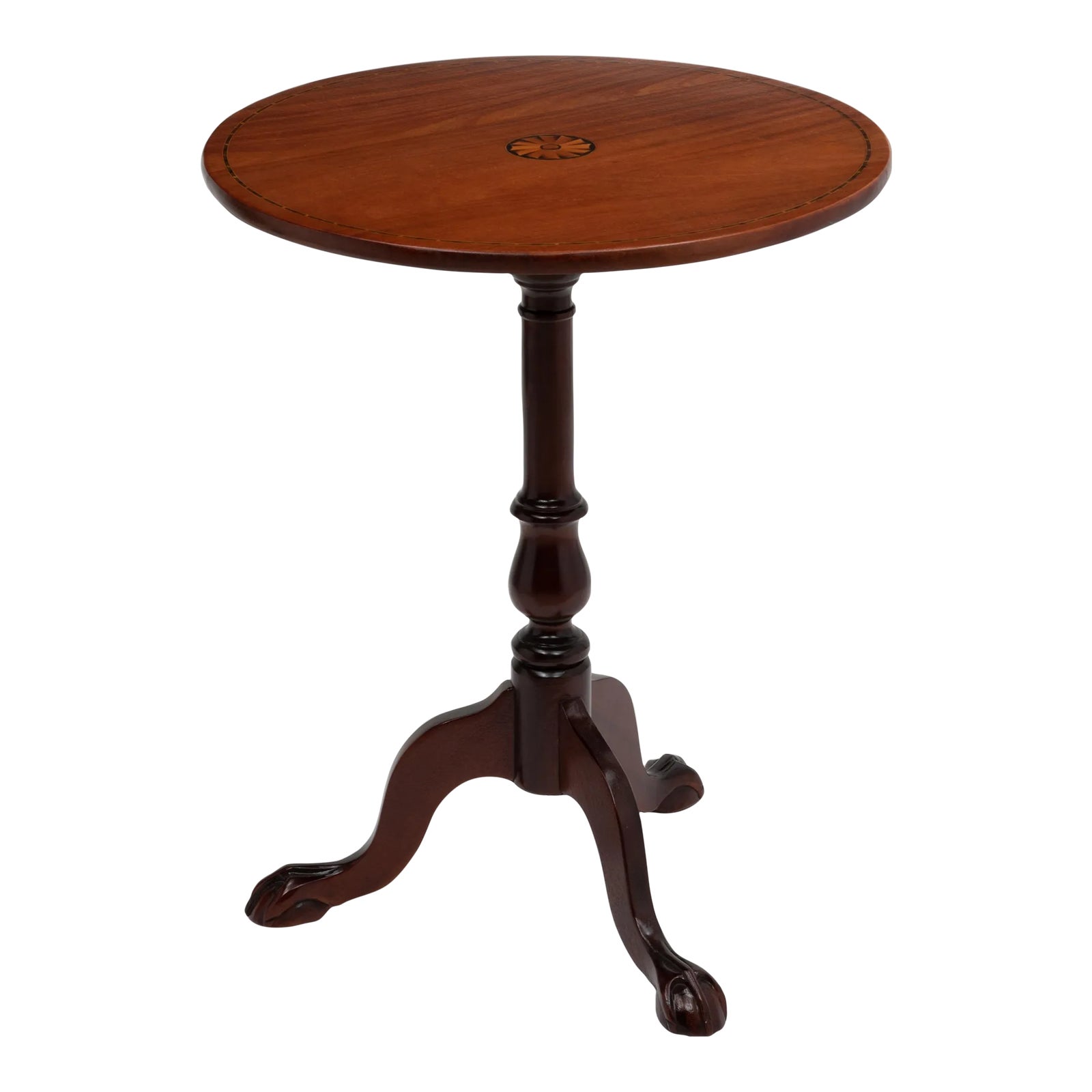 Chippendale Style Solid Mahogany Tilt Top Table Stand Pinwheel Ball ...