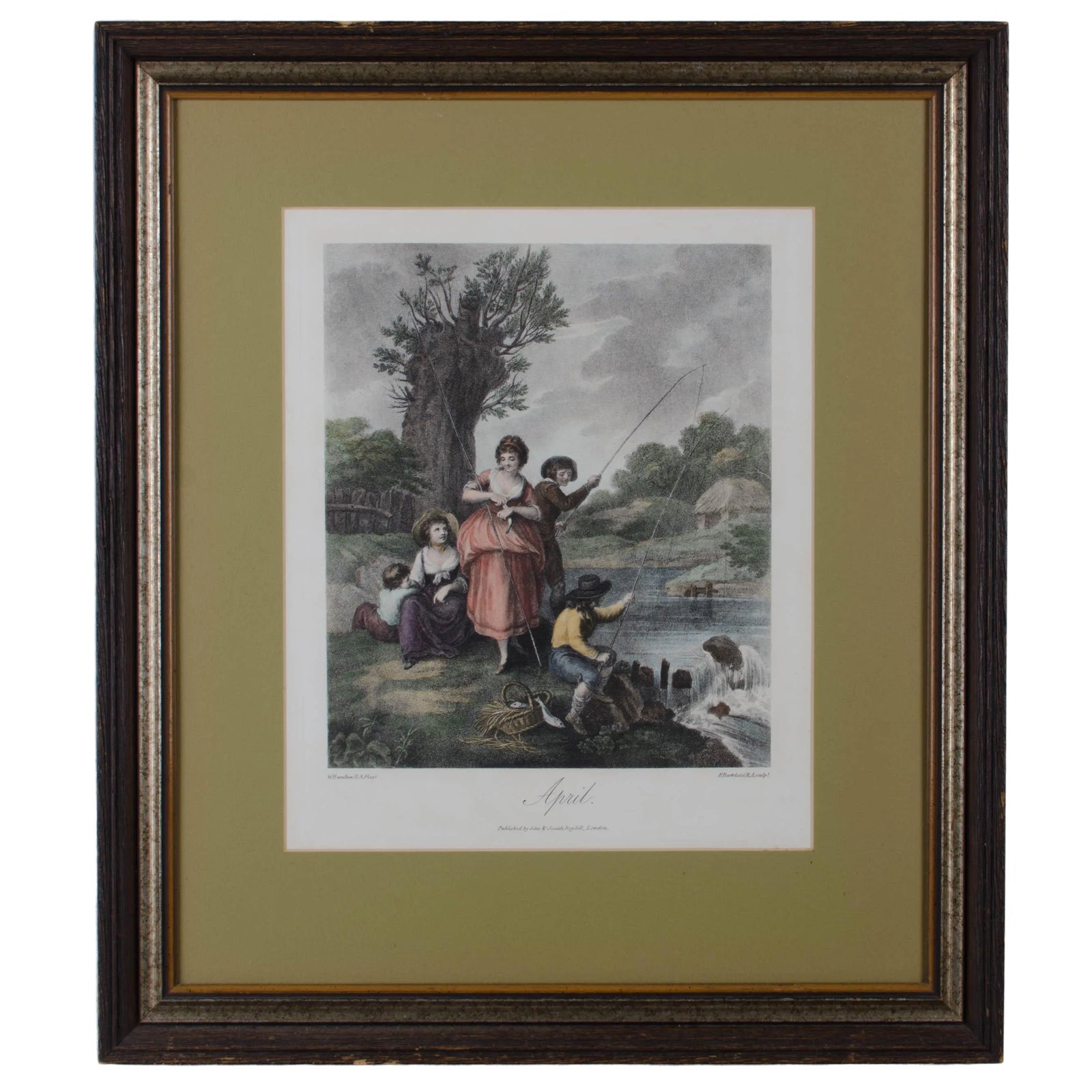 Francesco Bartolozzi “April” Handcolored Engraving | Chairish