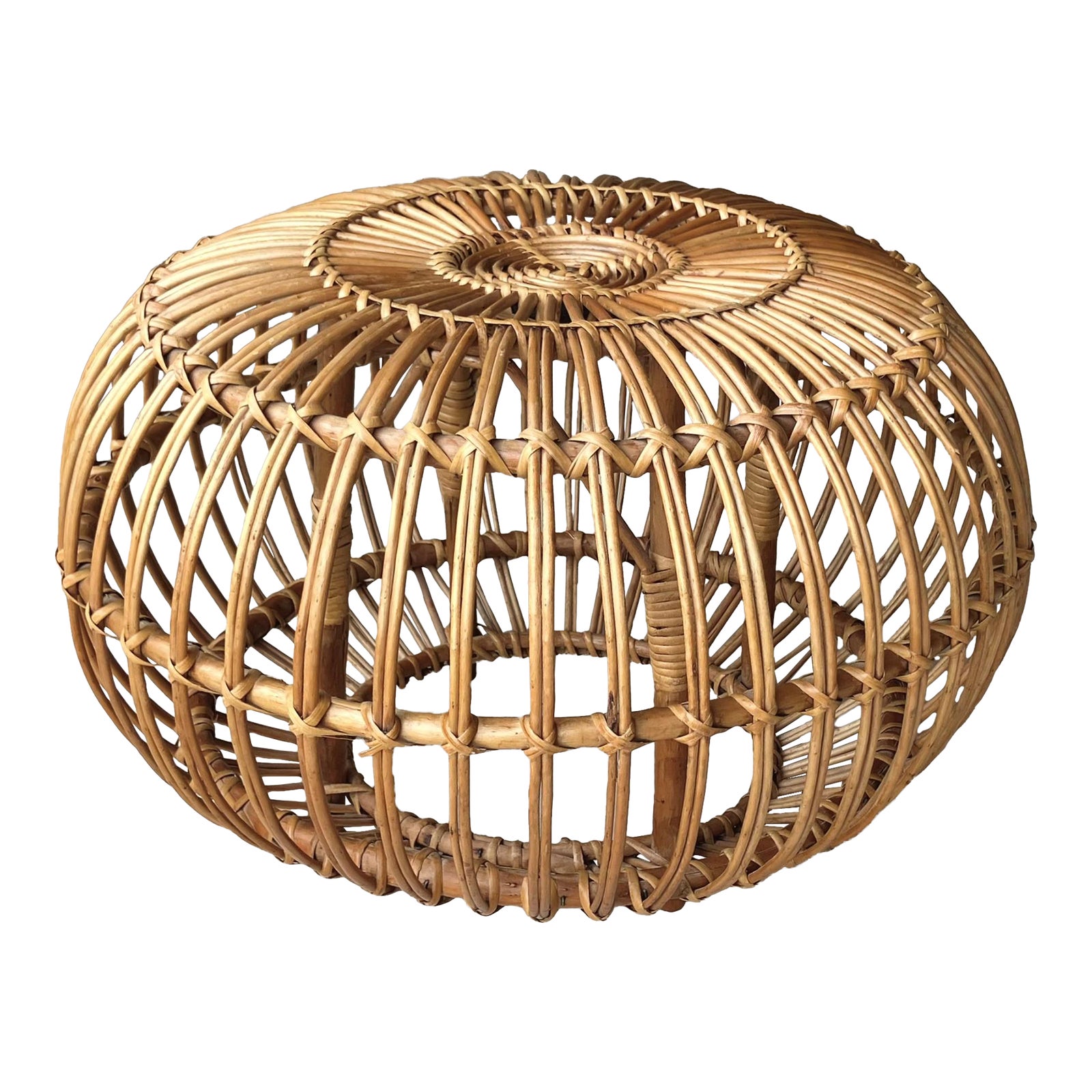 Mid 20th-Century Franco Albini Attributed Rattan Ottoman With 18 ...