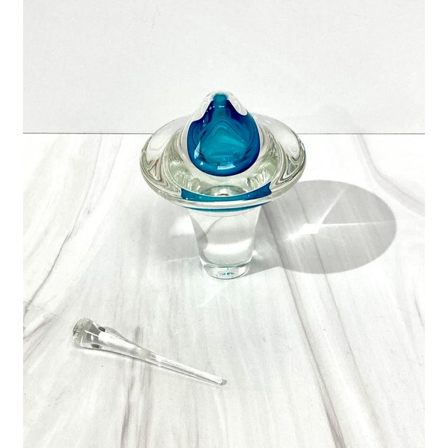 Vintage Young & Constantin Signed Art Glass Aqua Perfume Bottle | Chairish