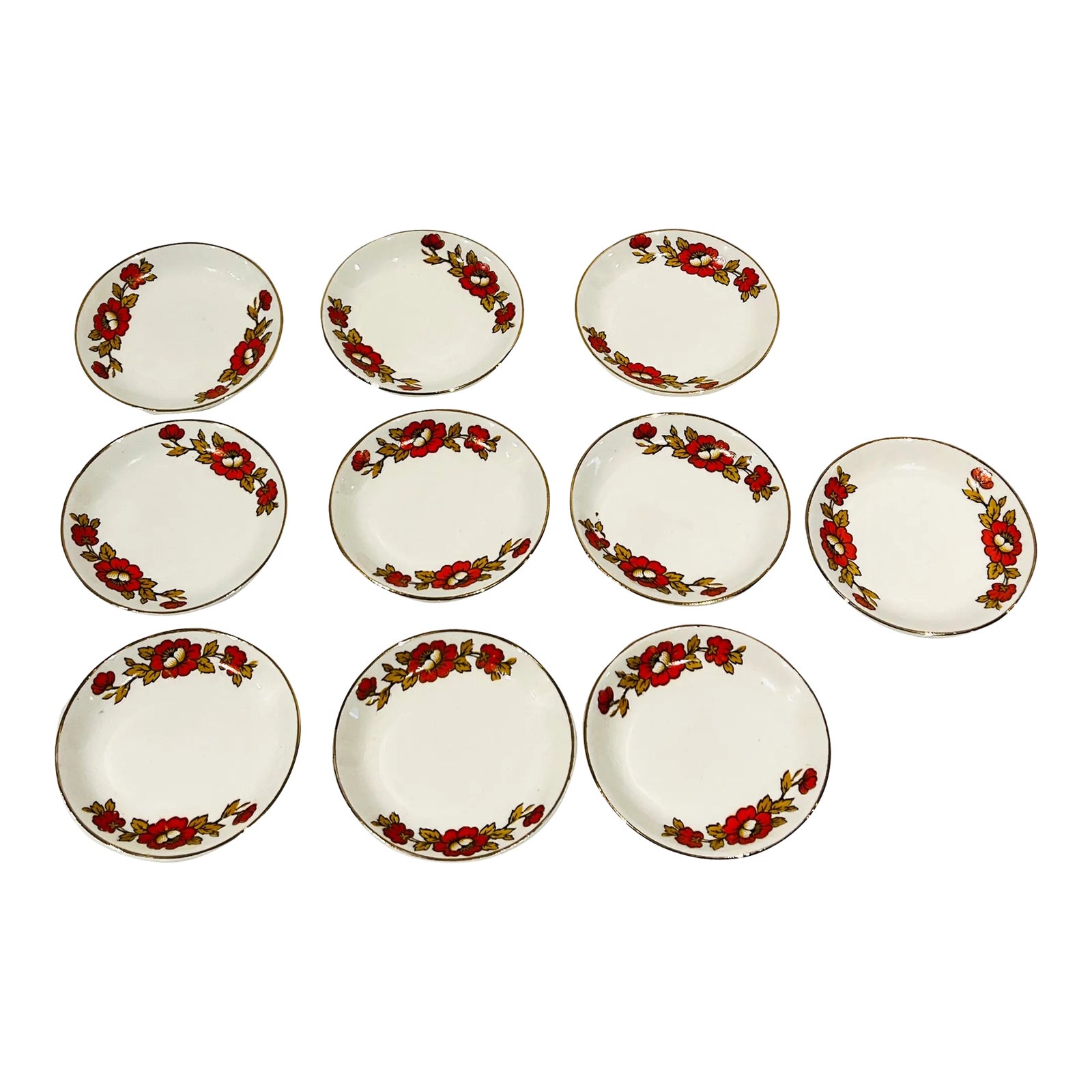 Vintage Alfred Meakin Small Plate Orange Poppy Flower - Set of 10 ...