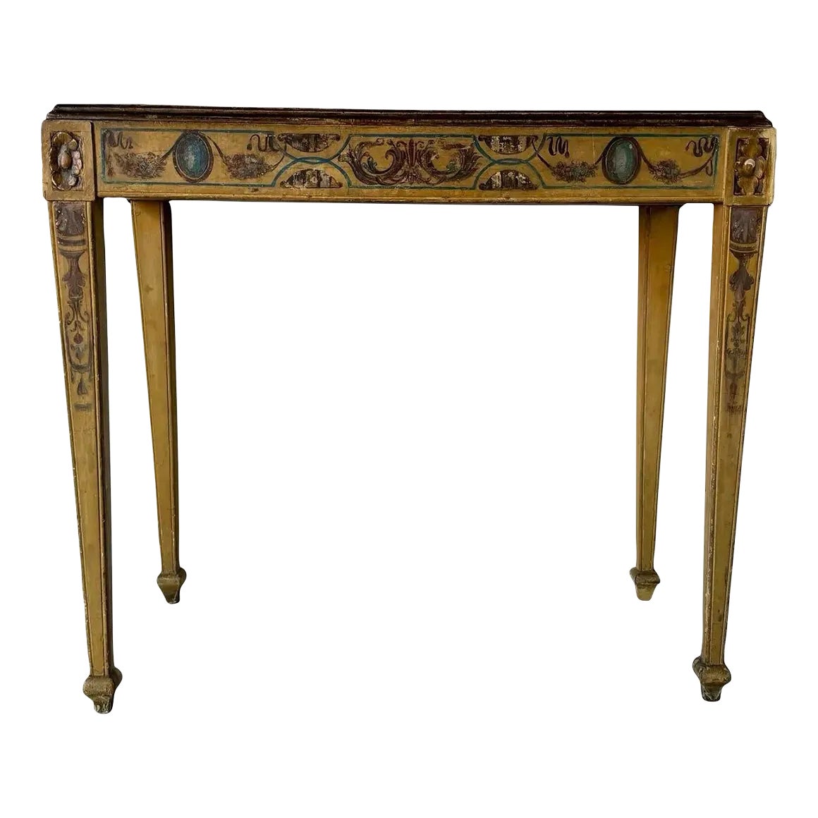 Antique English Adam Neoclassic Style Hand Painted Console Table With ...