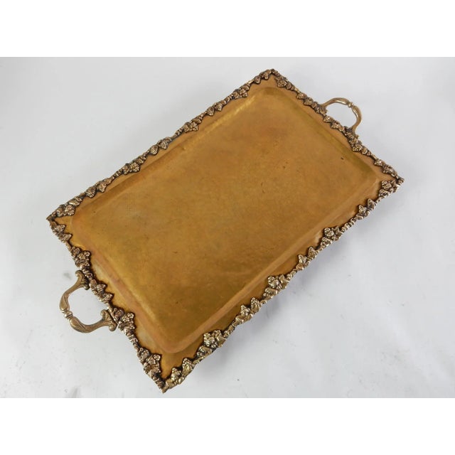 Large Footed Brass Service Tray for Bar or Table | Chairish