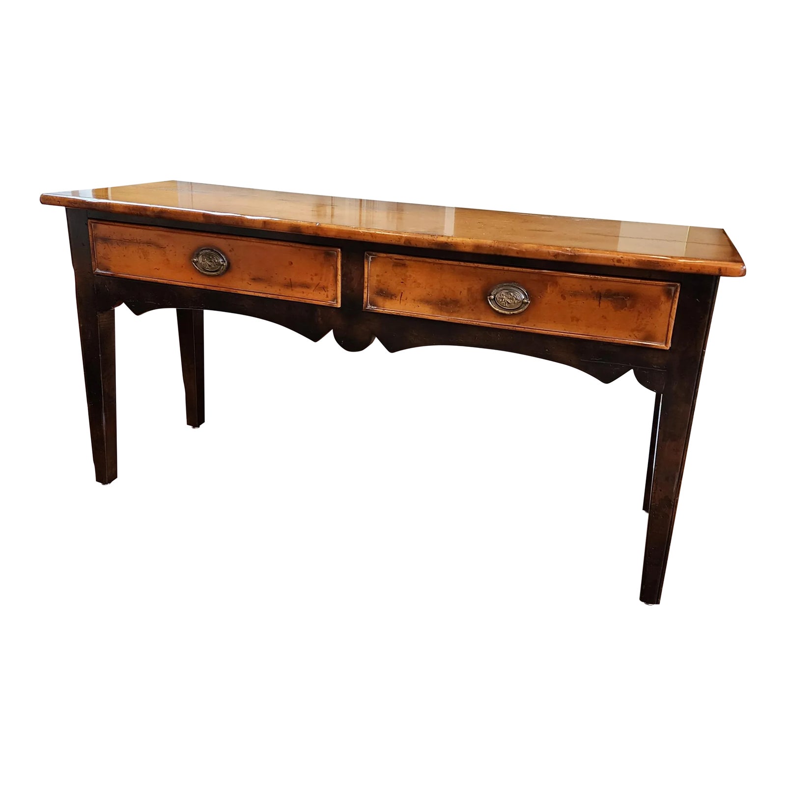 Late 20th Century Solid Maple 2 Drawer Console Sofa Table by Baker ...