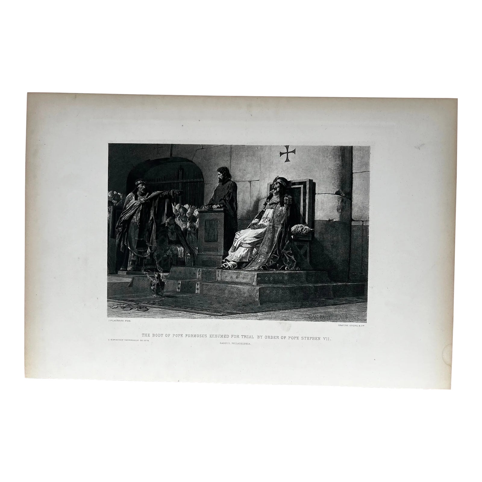 19th Century Print by Jean Paul Laurens Titled “The Body of Pope ...