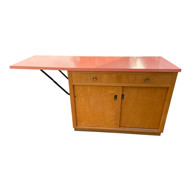 1980s Vintage Drop Leaf Bar Cabinet | Chairish