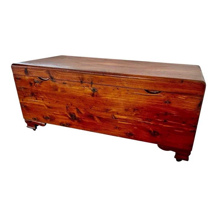 Antique Early 1900s Cedar Chest With Original Wooden Wheels | Chairish