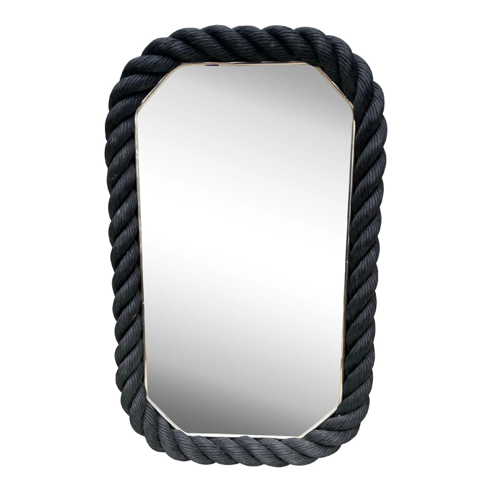 Rectangular Black Rope Mirror Adrien Audoux & Frida Minet, Circa 1960 ...