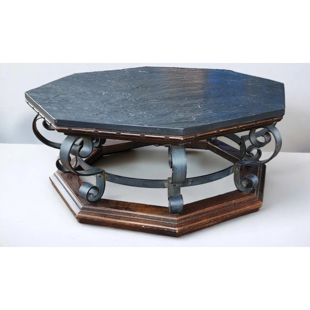 Vintage Octagonal Slate Top ~ Iron & Wood Spanish Colonial ...