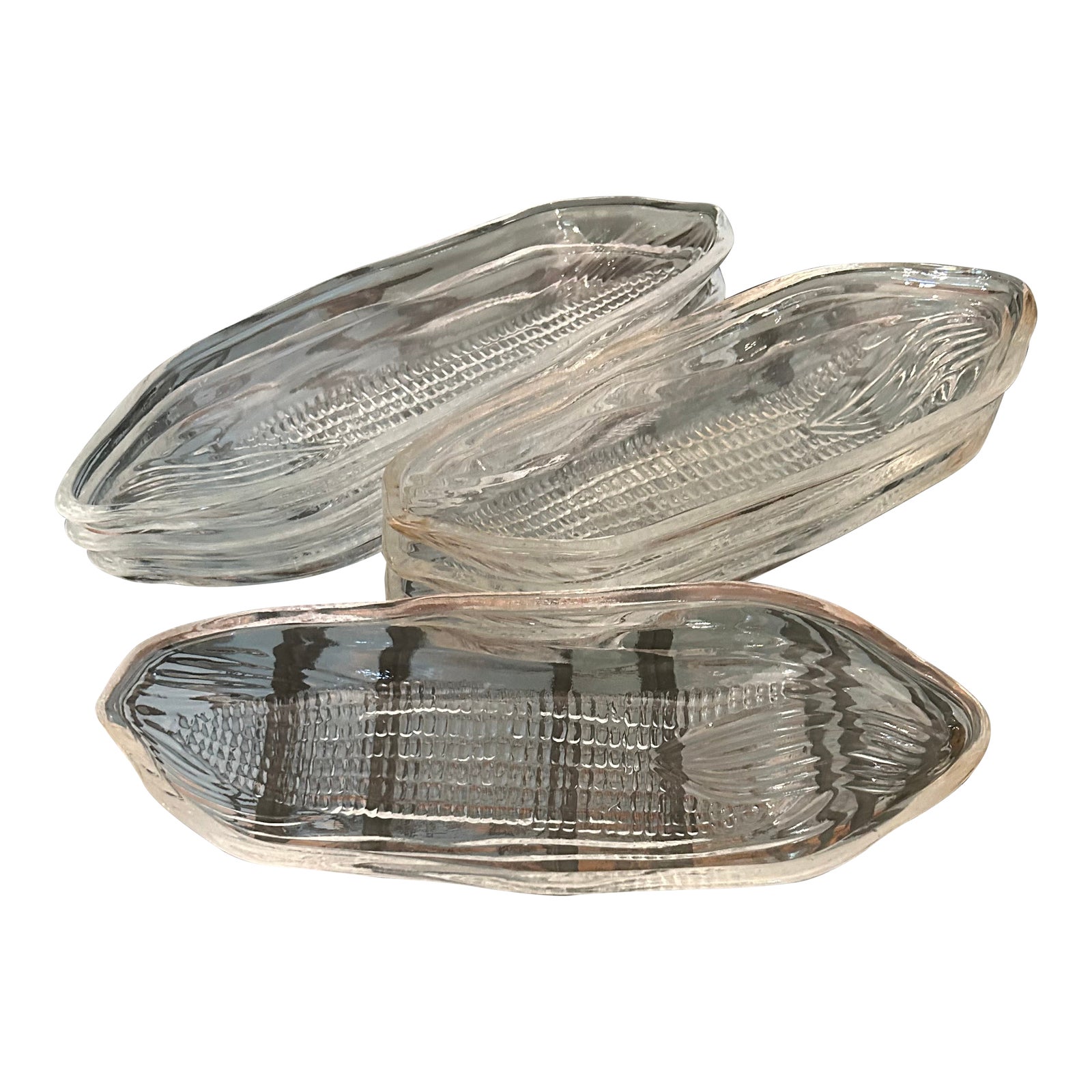 1940s Mid-Century Glass Corn-on-the-Cob Holders/Dishes/Trays - Set of 7 ...