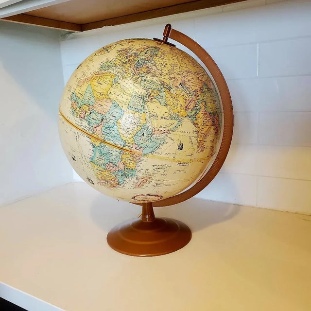 Replogle World Globe With Metal Base, Vintage | Chairish