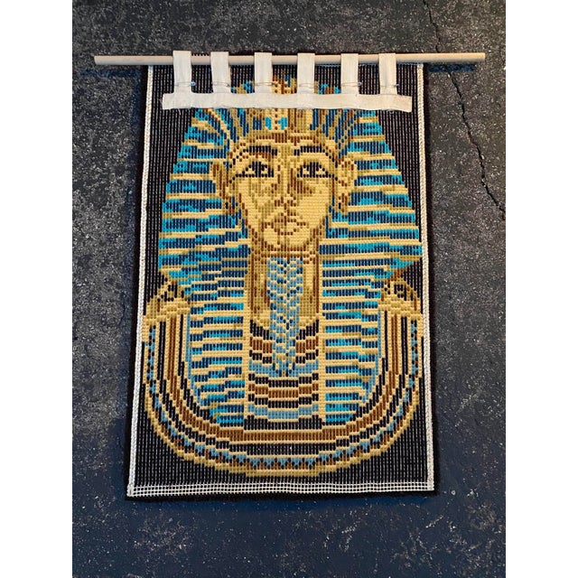Vintage King Tutankhamun Latch Hook Textile Wall Art | Chairish