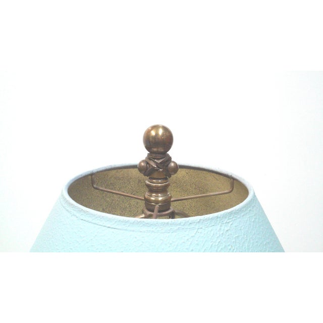 Vintage Light Blue Iron and Brass Table Lamps - a Pair | Chairish