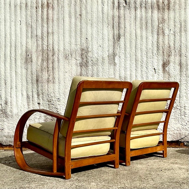 Vintage Mid-Century Modern Bent Wood Lounge Chairs After Gilbert Rhode ...