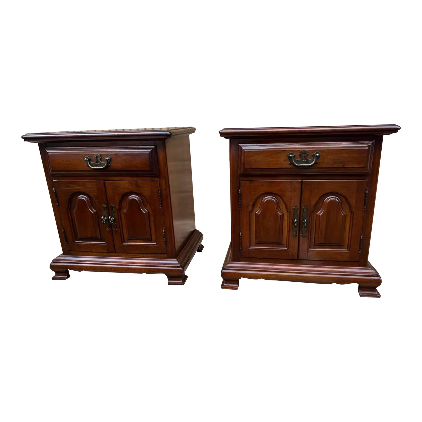 Pair of Kling Furniture Chippendale Style Solid Cherry Nightstands ...