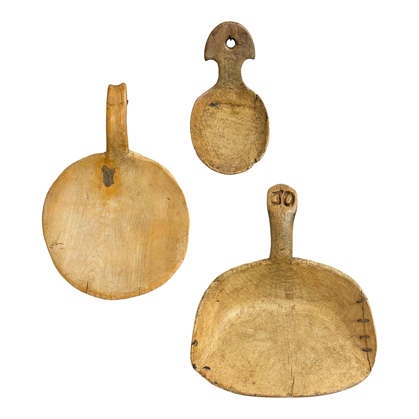 Set of Three 18th Century French Cream Scoops on Custom Wall Mounts ...