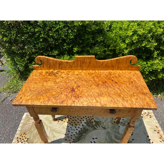 19th Century Well Figured Tiger Maple Desk With Chair - a Set of 2 ...
