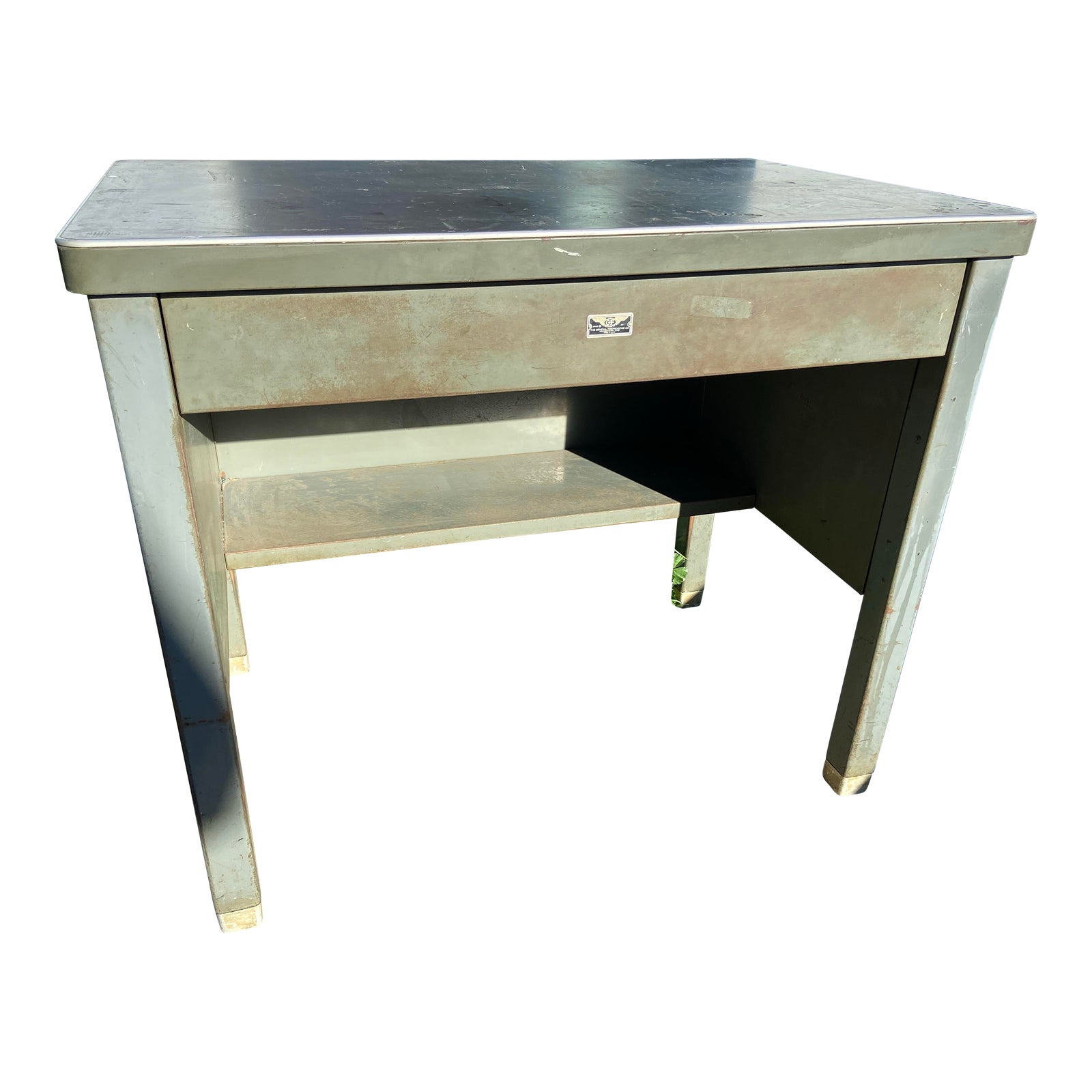 Vintage Mid-Century Modern General Fireproofing Tanker Desk | Chairish