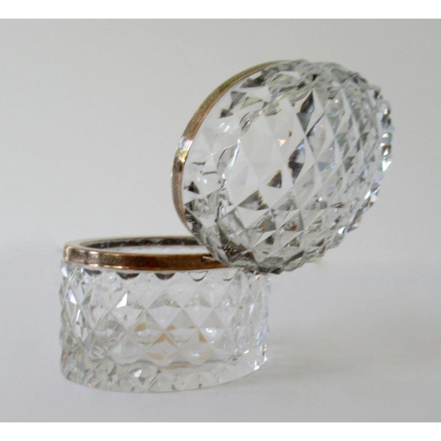 Vintage Hand-Cut & Beveled Crystal Glass & Brass Oval-Shaped Lidded ...