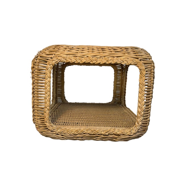 2 Woven Honey-Rattan End Tables | Chairish