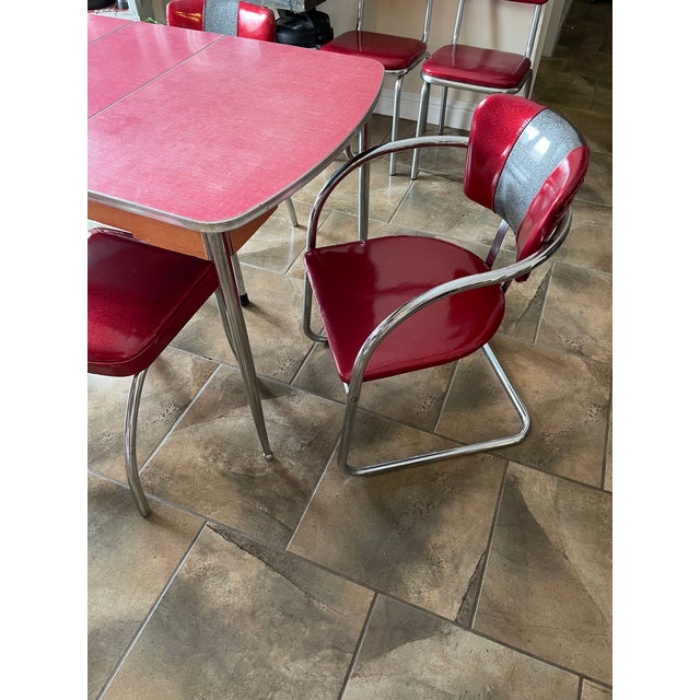 1950s Red Dining Table & 5 Chairs | Chairish