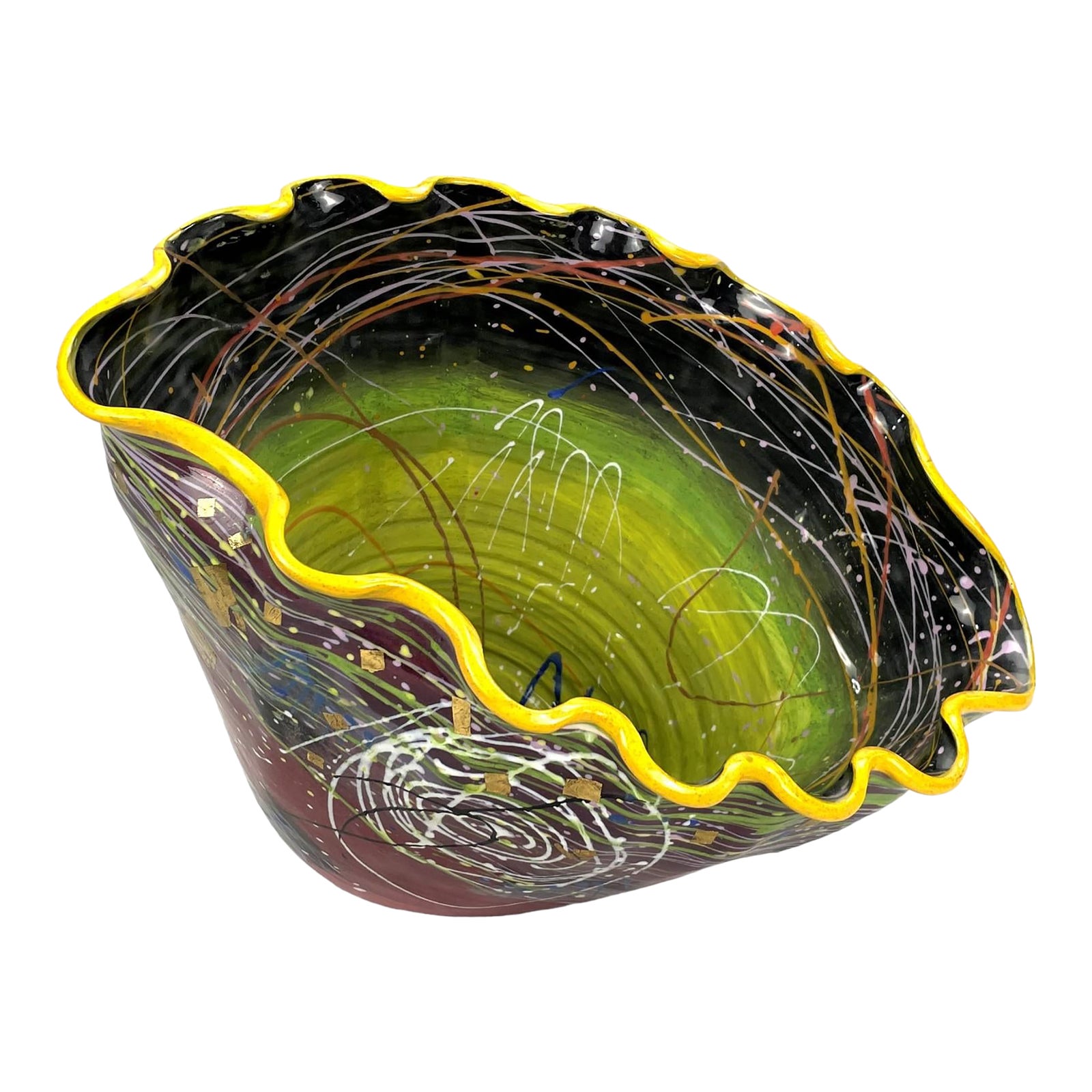 Late 20th Century John Page Abstract Art Glass Bowl | Chairish