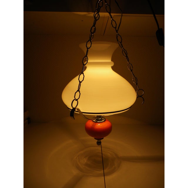 Vintage Pendant Light with White Opaline Glass, 1970s | Chairish