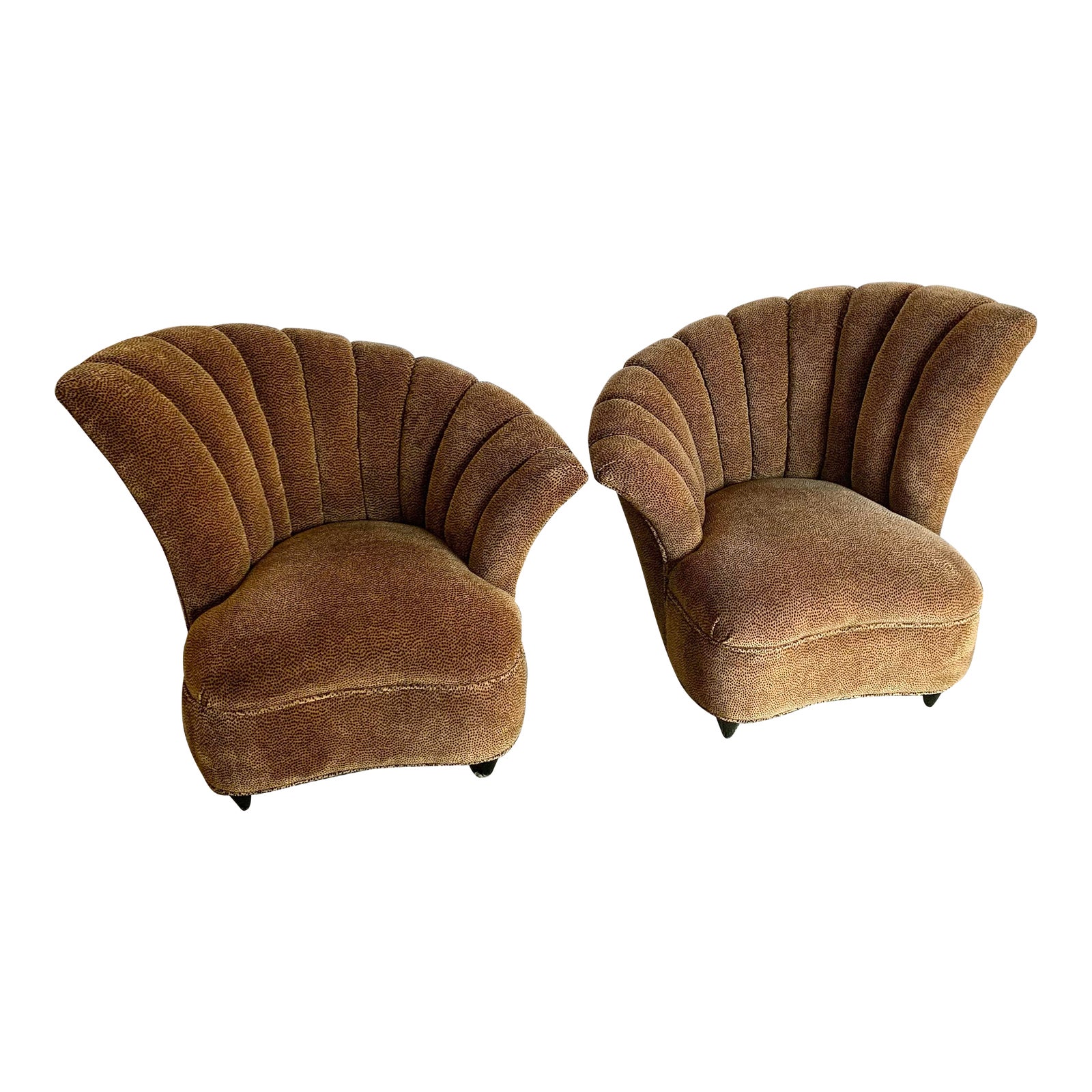 Postmodern Ascending Clam Shell Back Leopard Print Lounge Chairs - a ...