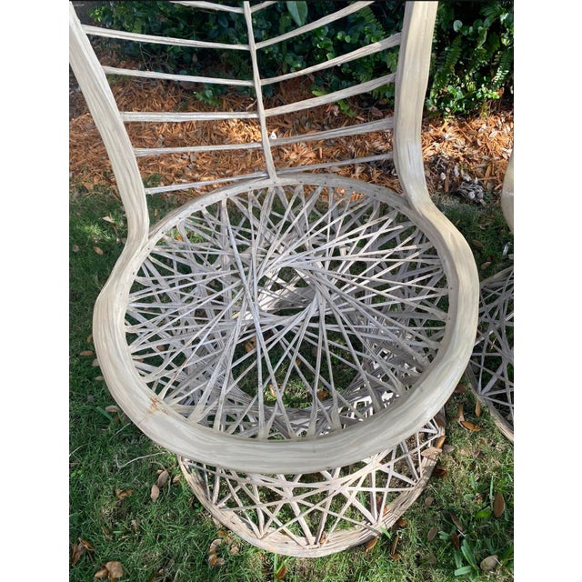 Mid-Century Fiberglass Spider Spun Leaf Back Chairs - Set of 2 | Chairish