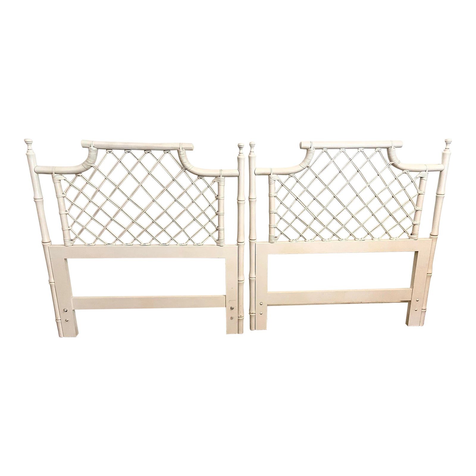 Ficks Reed Vintage Palm Beach Regency Lattice Twin Size White Rattan ...