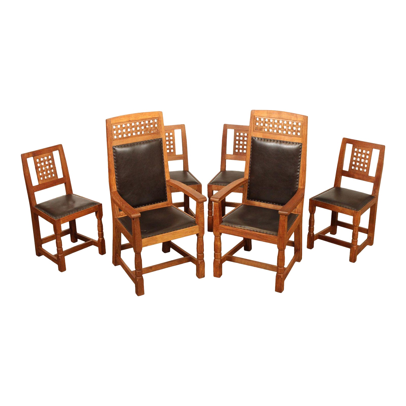 Derek Slater Fishman Arts & Crafts Style Set of Six Dining Chairs ...