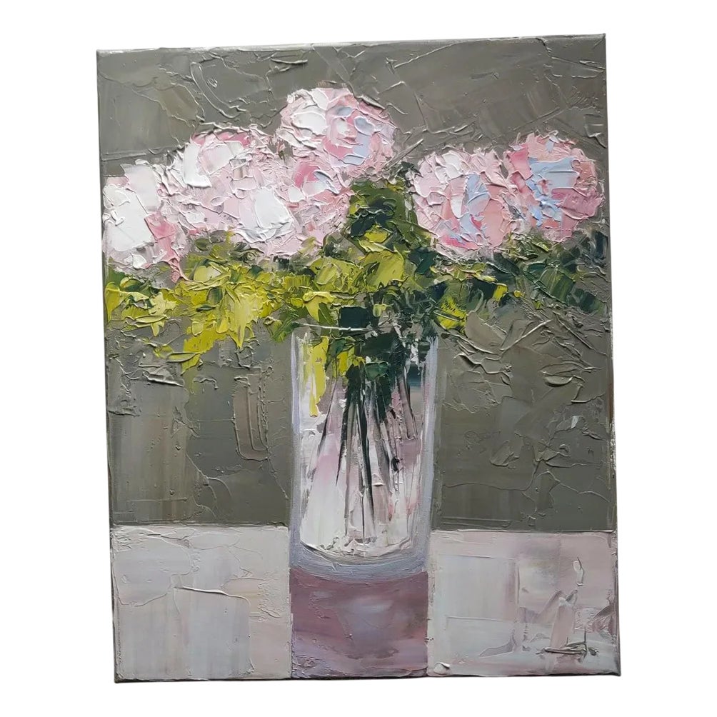 Vivek Mandalia, Pink Roses, Oil on Canvas | Chairish