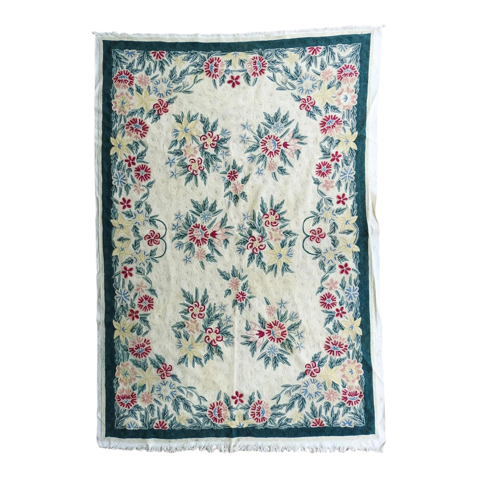 Mid 20th Century Kashmir Chain Stitch Tapestry | Chairish