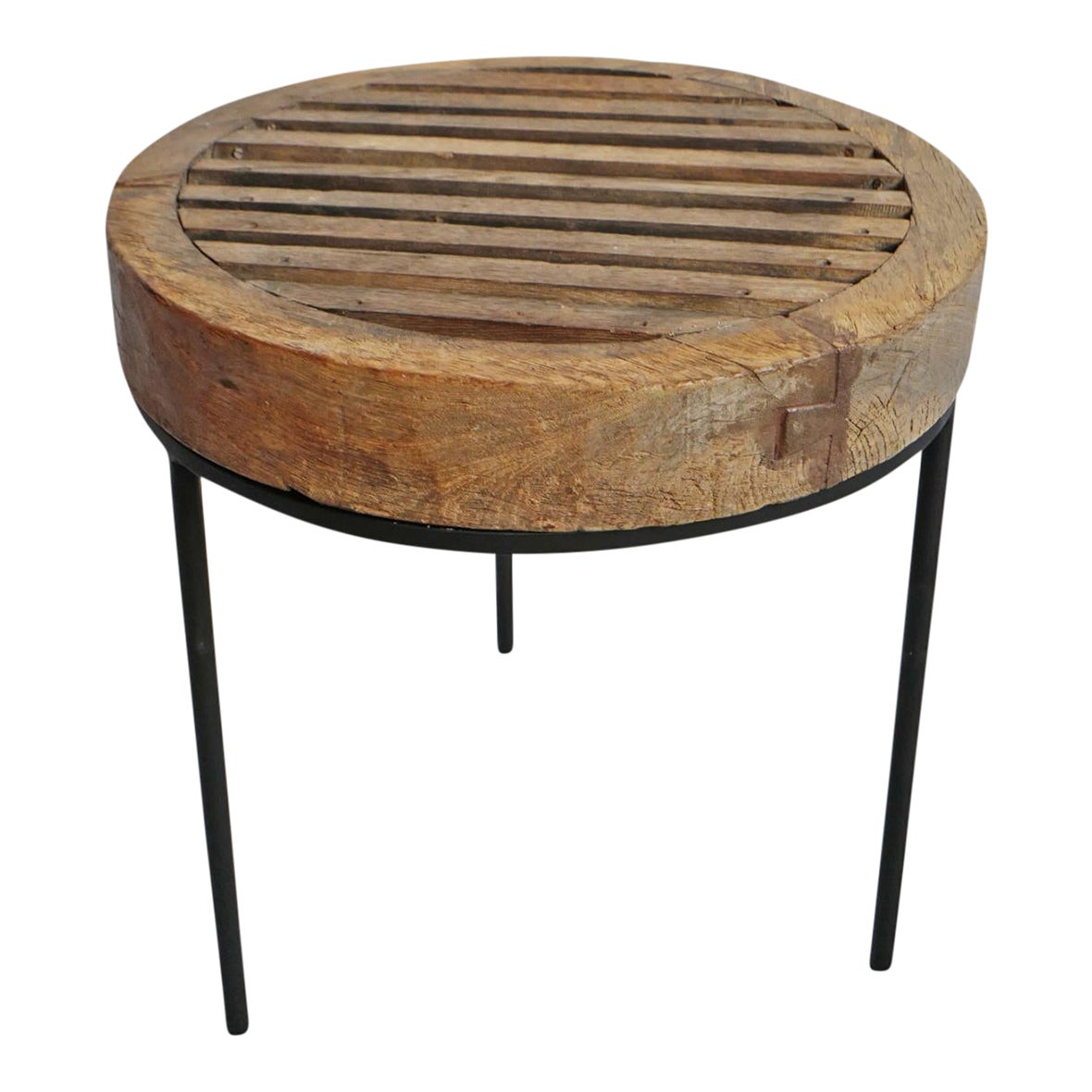 Old Wood Vent Side Table | Chairish