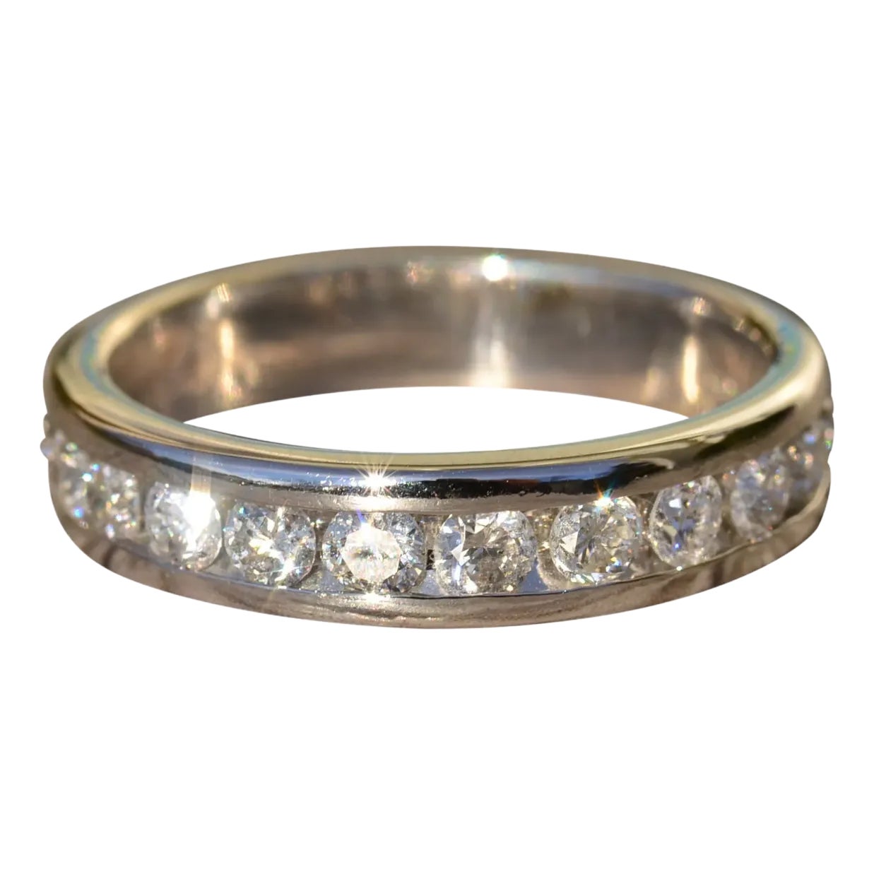 The Myles: Gentleman's 14K Channel Set Diamond Wedding Band | Chairish