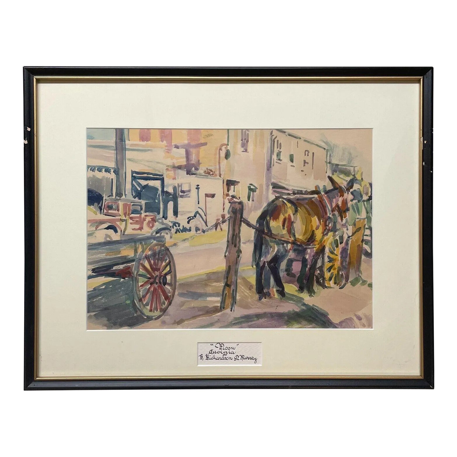 Vintage F Richardson Murray 'Georgia - Noon' Horse & Buggy & Truck Town ...