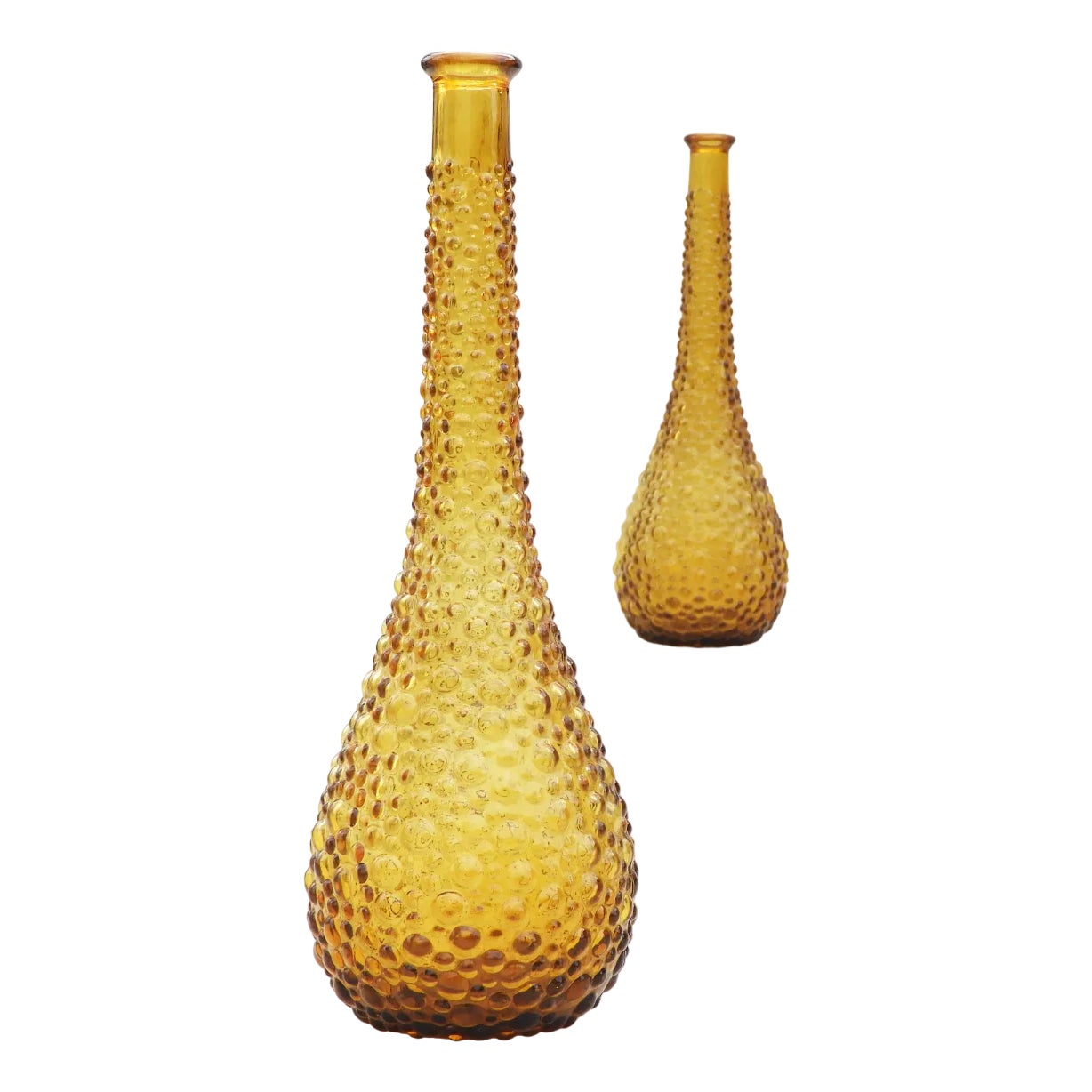 Mid-Century Empoli Amber Bubble Glass Bottle Vases, 1960, Set of 2 ...