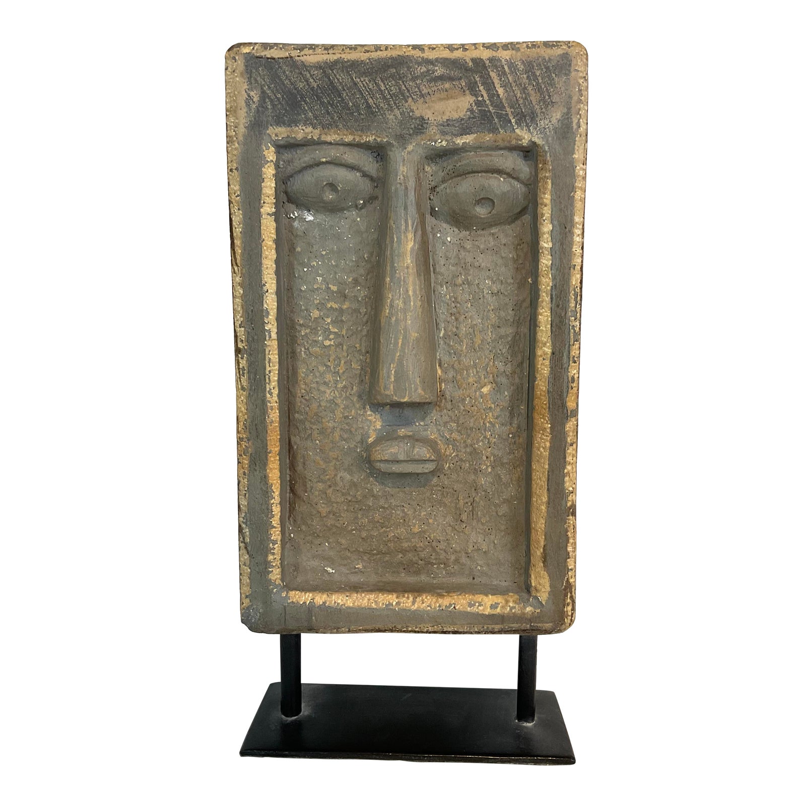 Currey & Company Mid-Century Modern Style Large Concrete Mask on Stand ...