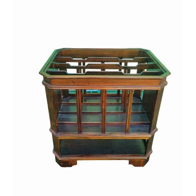 Vintage Campaign Wood Large Magazine Rack Stand Holder | Chairish