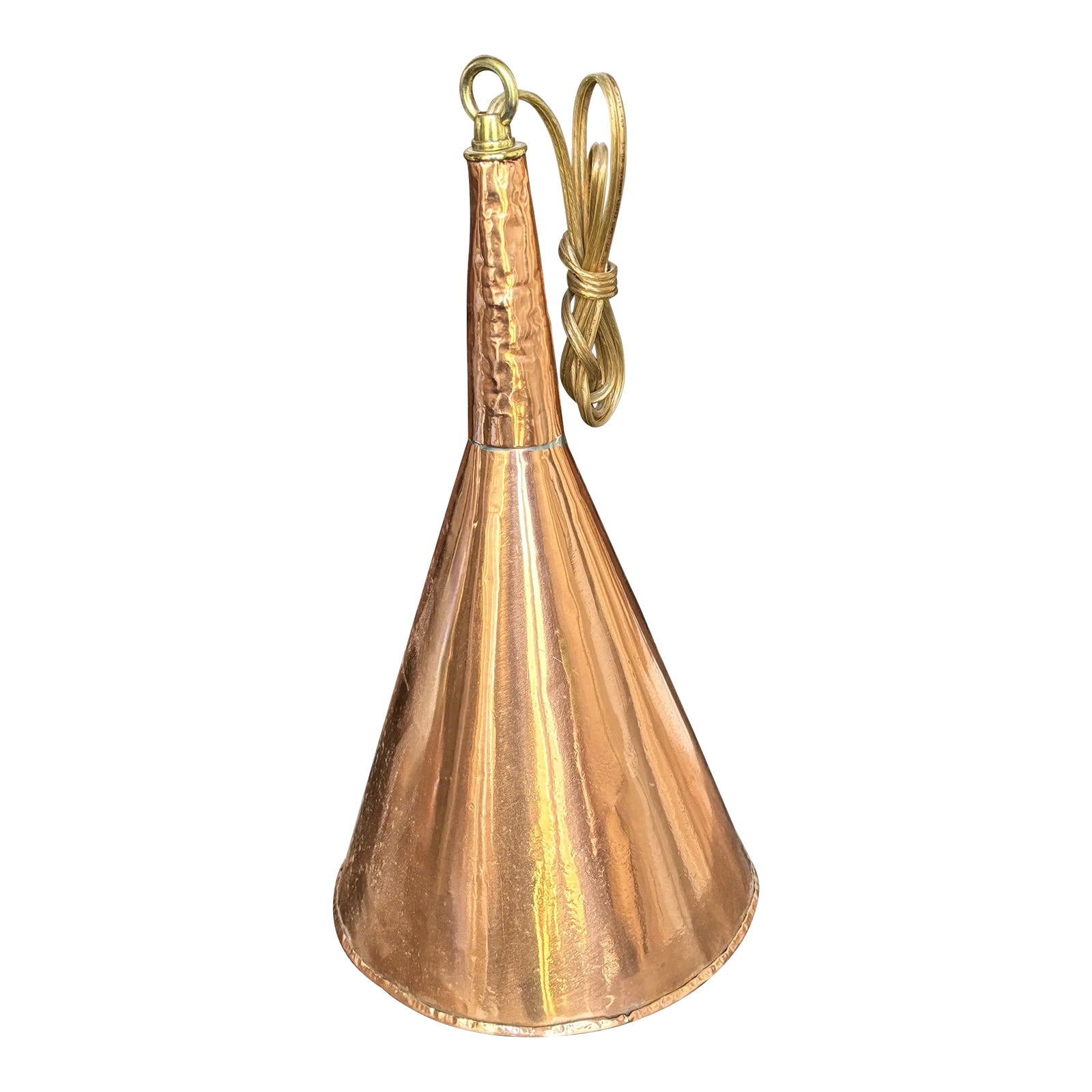 Early 20th Century Copper Funnel Electrified Pendant | Chairish
